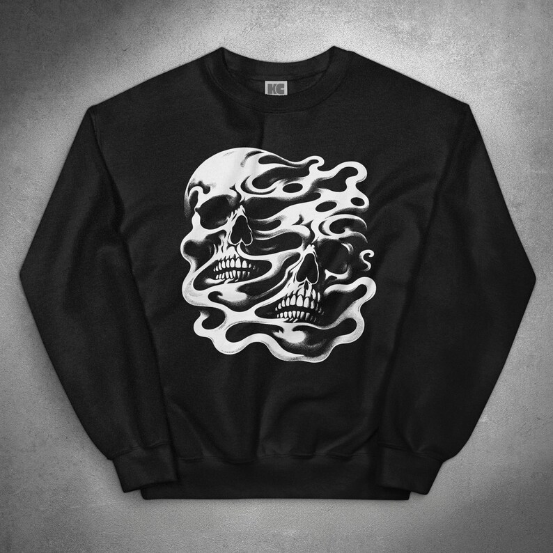 Vintage 90s Screaming Skull Retro Goth Sweatshirt, Y2K Grunge Skeleton ...