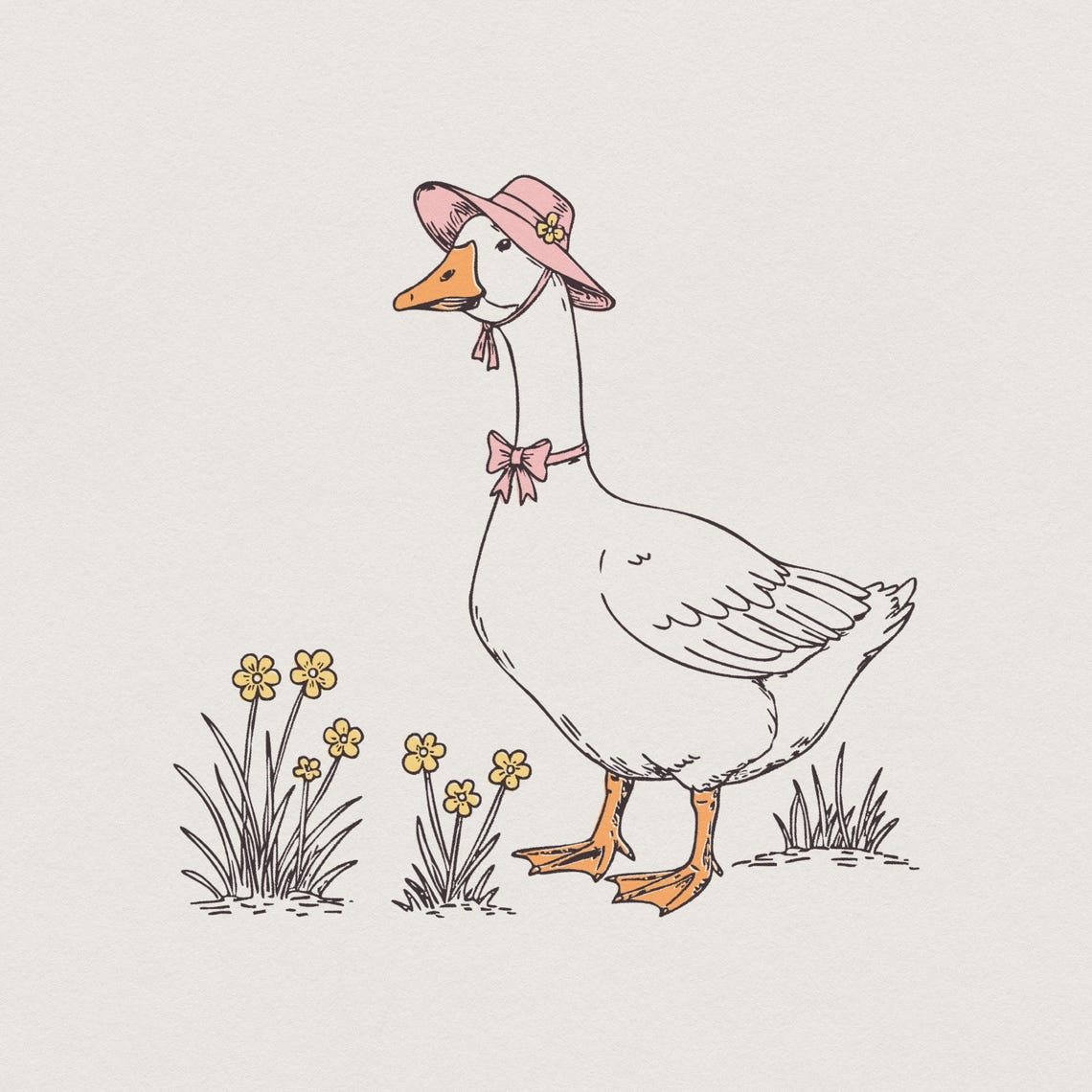 Spring Silly Goose PNG Digital Download, Retro Cottagecore Trendy Art ...