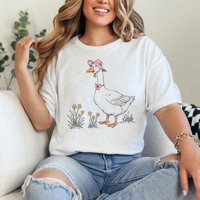 Spring Silly Goose PNG Digital Download, Retro Cottagecore Trendy Art ...
