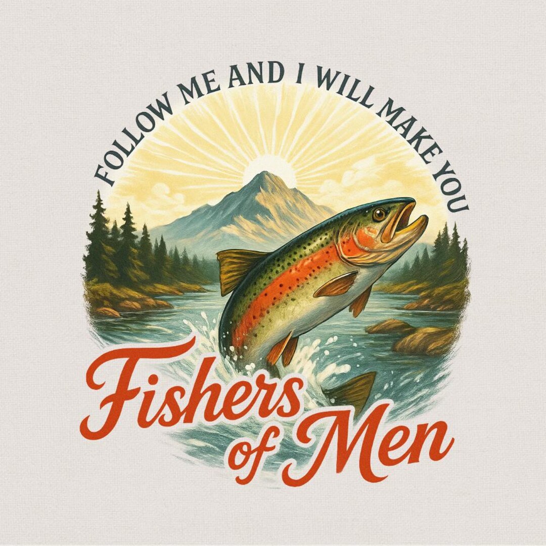 Fishers of Men PNG, Christian Fishing Art, Bible Verse Poster, Faith ...