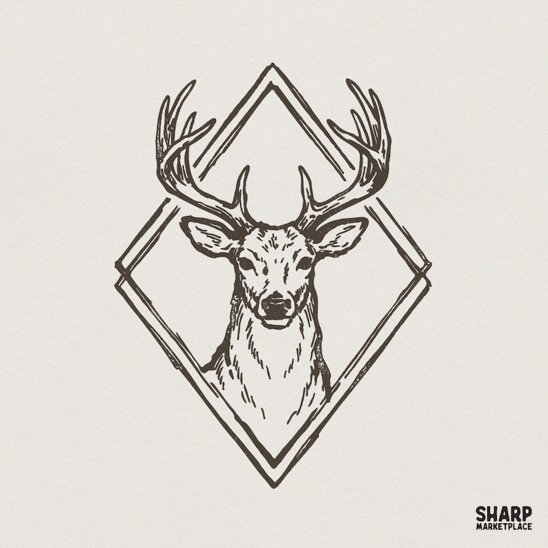 Deer Head PNG, Vintage Wildlife Art Print, Stag Illustration, Rustic ...