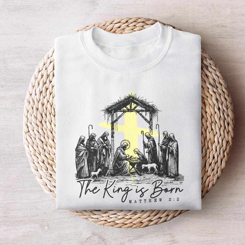 The King is Born PNG. Retro Religious Christmas PNG, Jesus is the ...