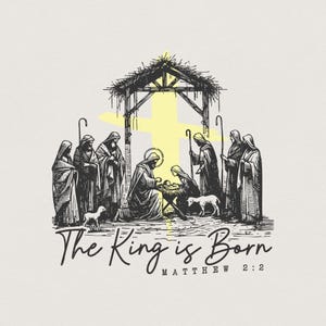 The King is Born PNG. Retro Religious Christmas PNG, Jesus is the ...
