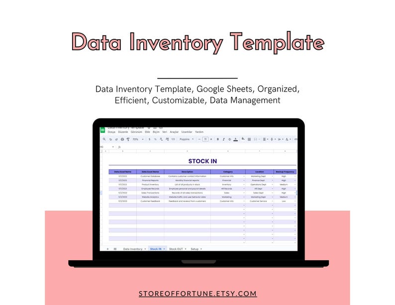 Data Inventory Template, Google Sheets, Organized, Efficient ...
