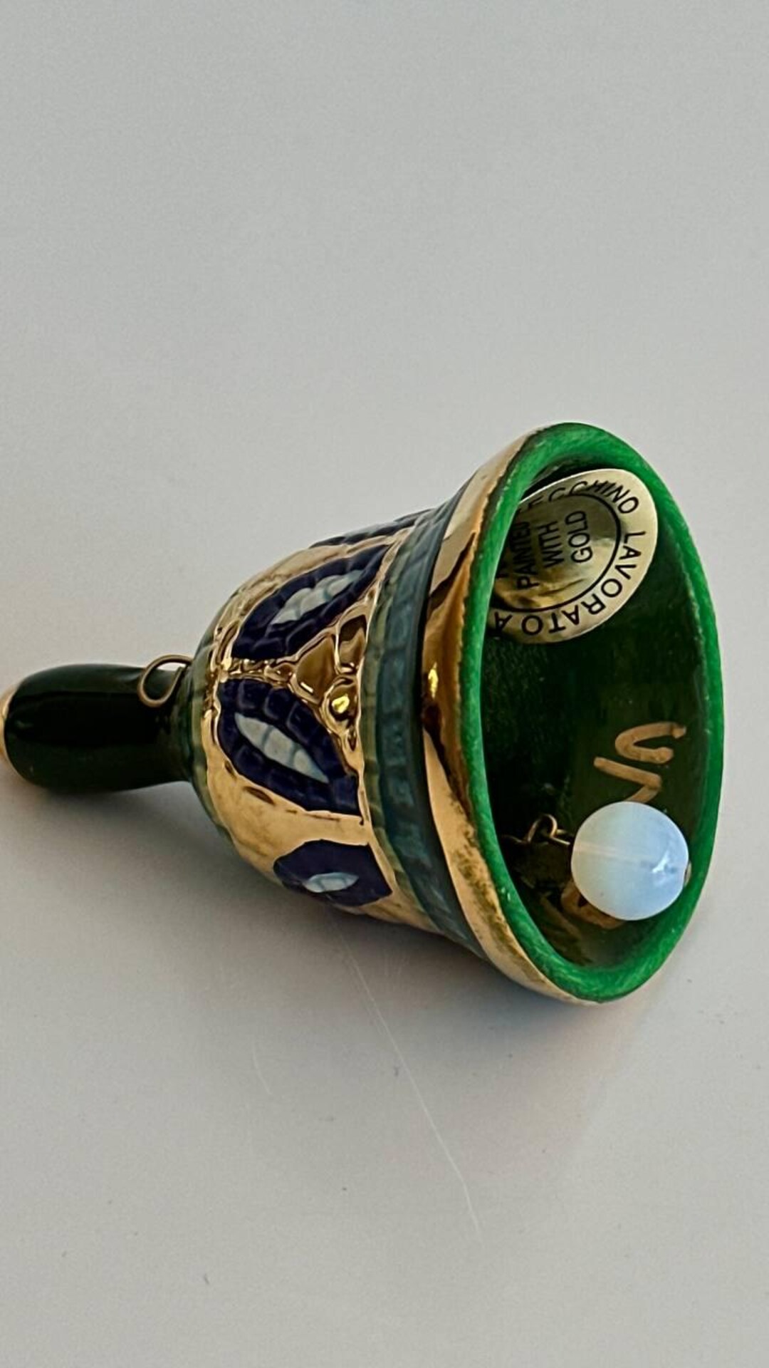 Vintage Italian Mosaic Bell Lavorato A Mano in Oro Zecchino Hand ...