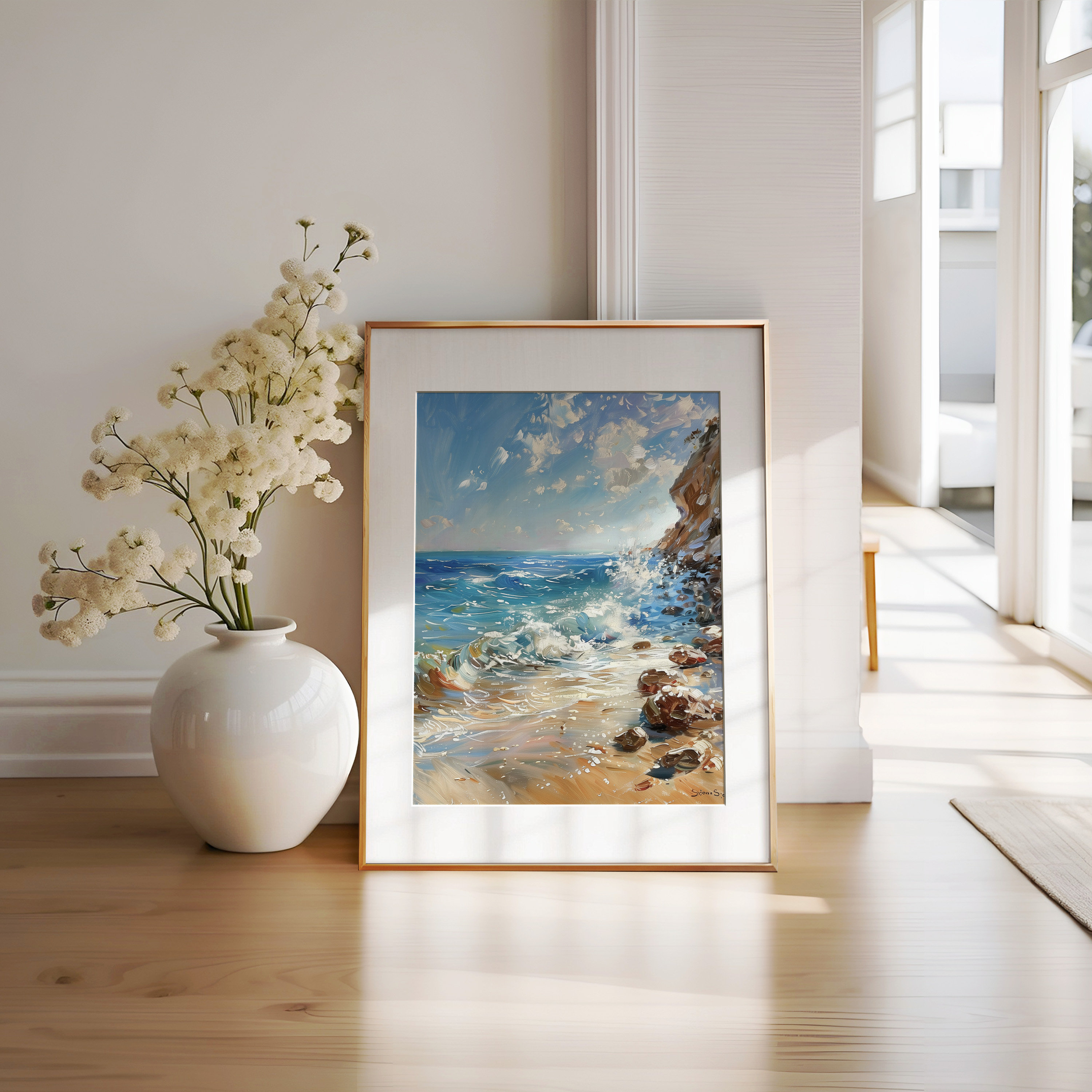 Crasing Waves Painting | Rocky Shore Coastal Painting | Beach Painting ...