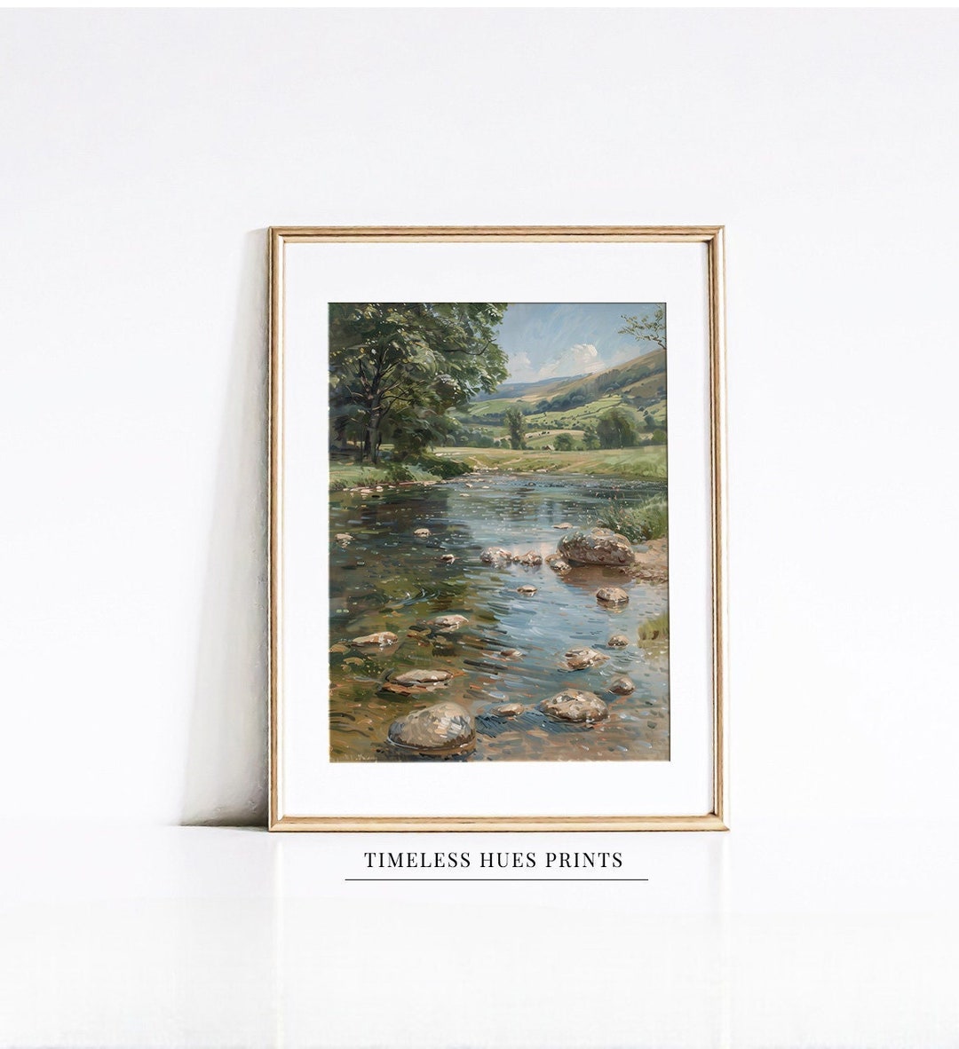 Rippling River Rocks Art Painting, River Painting, Valley Painting ...