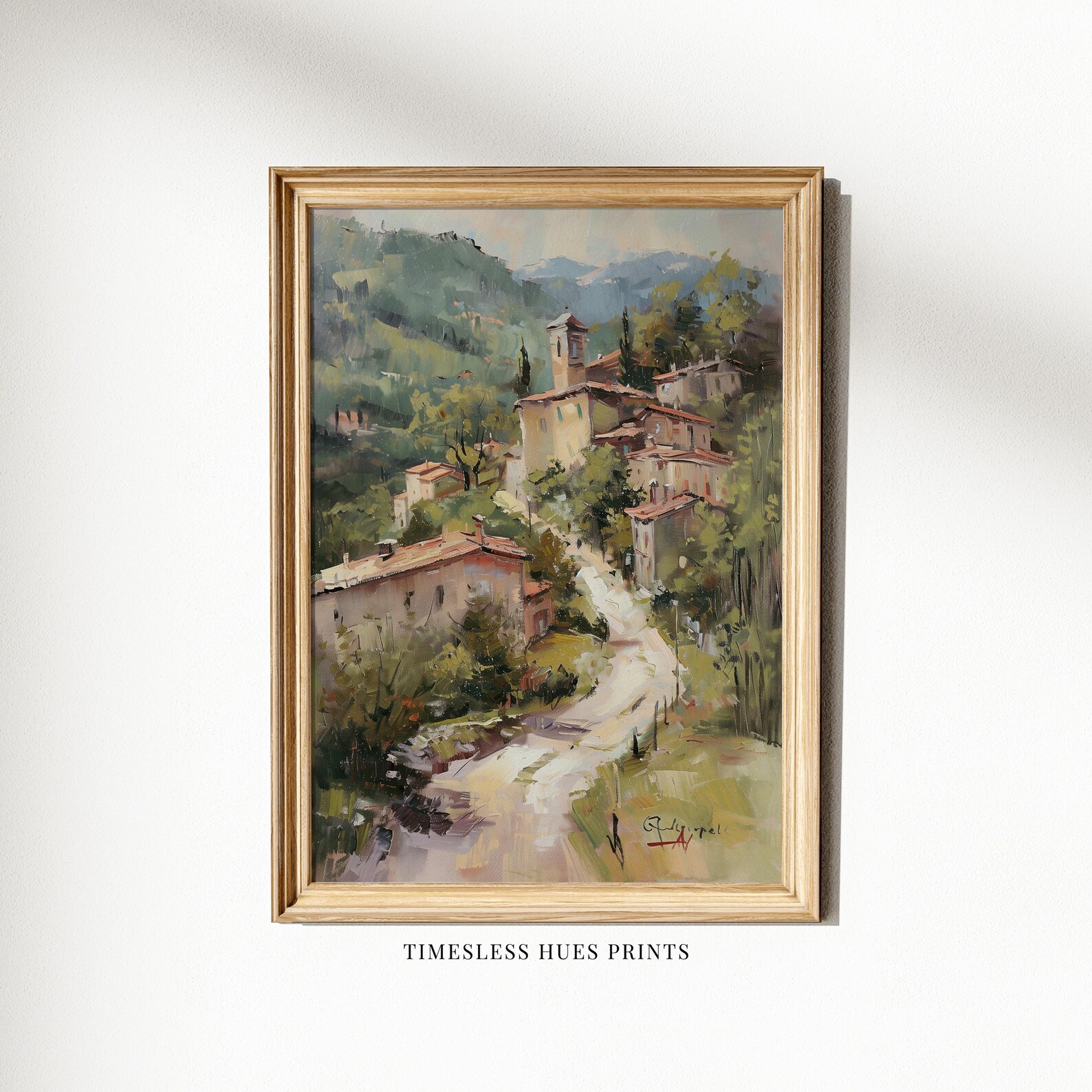 Italian Mountain Village Oil Painting | Mediterranean Village ...