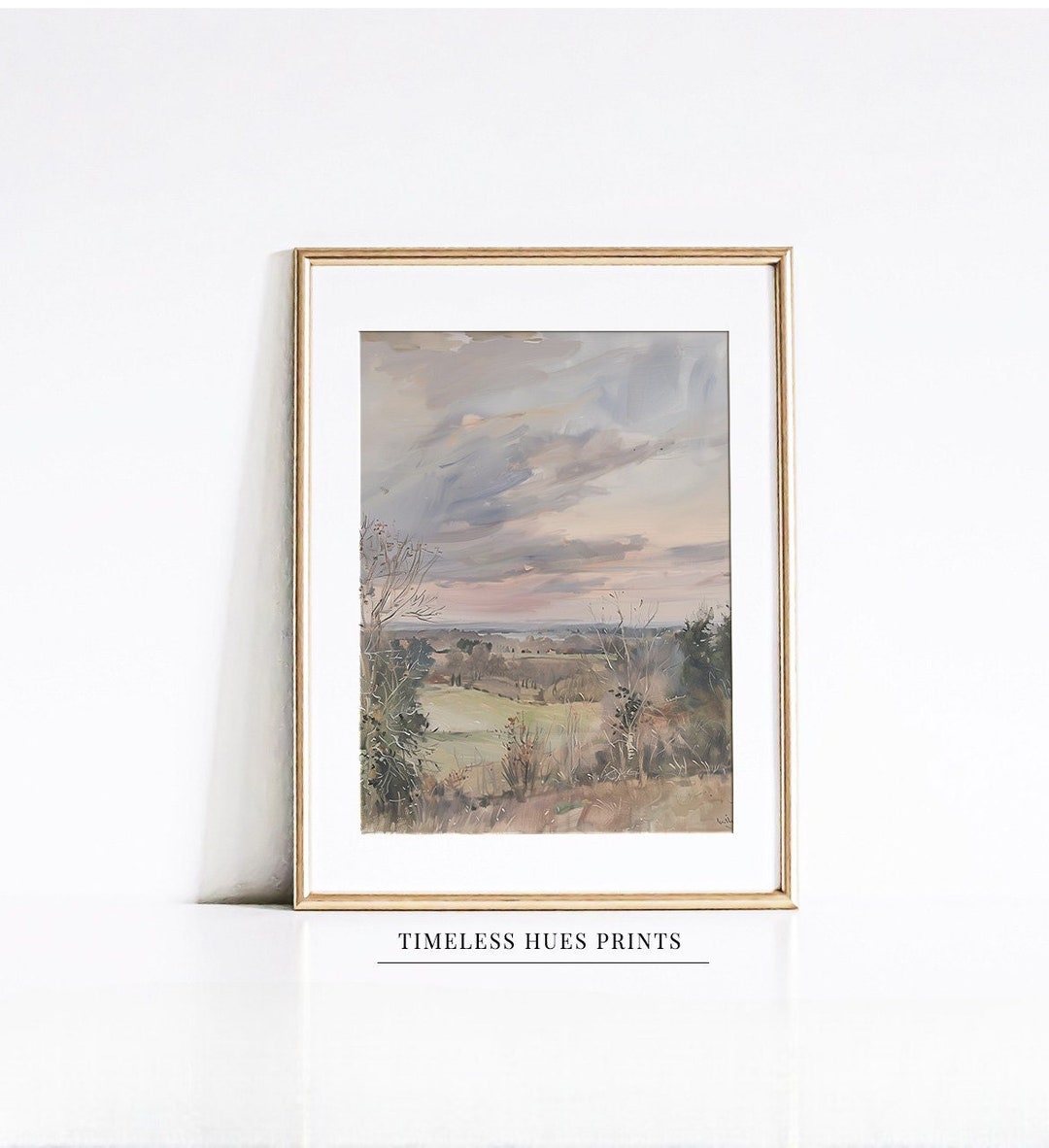 Vintage Serene Countryside Landscape Painting | Rustic, Rural Art ...