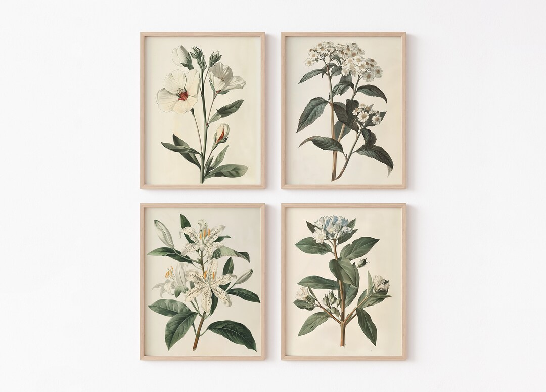 Botanical Prints Set,wall Art Set,floral Print,wildflower Print,set of ...