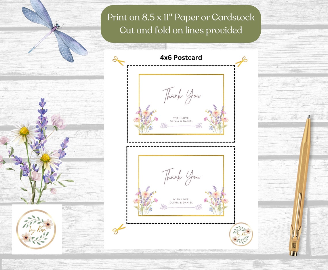 Printable Custom Spring Thank You Card Personalized Gift for Her - Etsy