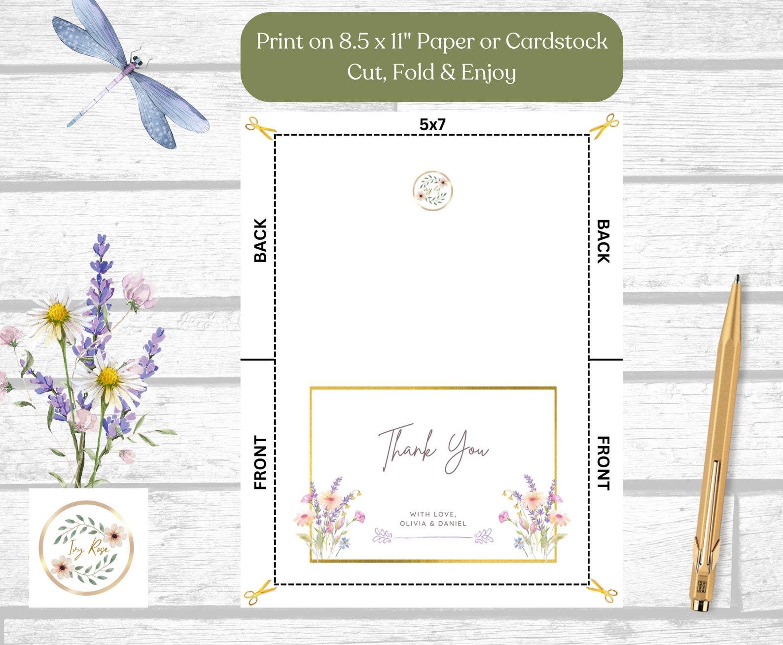 Printable Custom Spring Thank You Card Personalized Gift for Her - Etsy