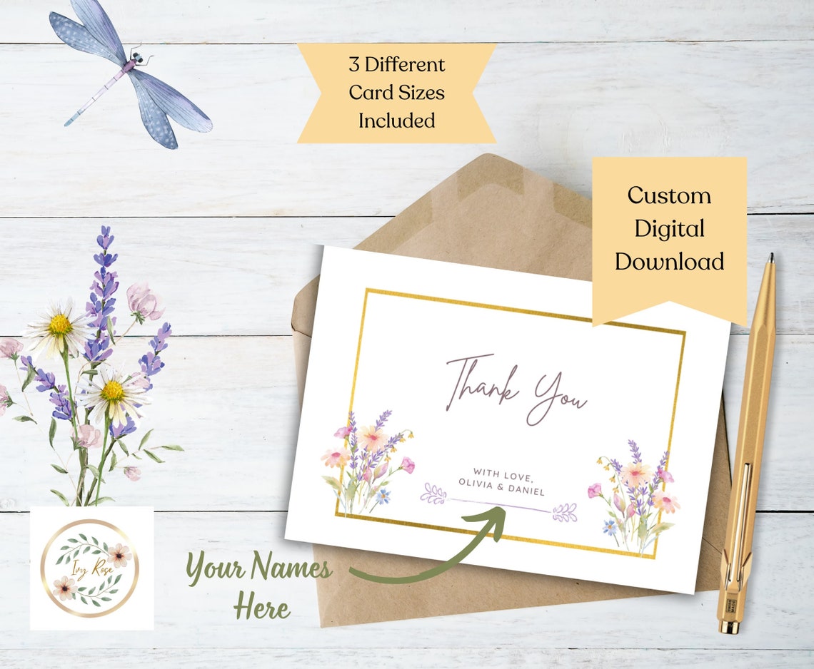 Printable Custom Spring Thank You Card Personalized Gift for Her - Etsy