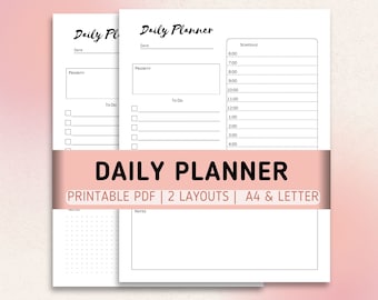 Daily Planner / Daily to Do List, Printable Minimalist Planner, Instant ...