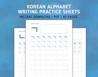 Korean Hangul Lettering Sheets Learn Alphabet Writing System Seoul ...