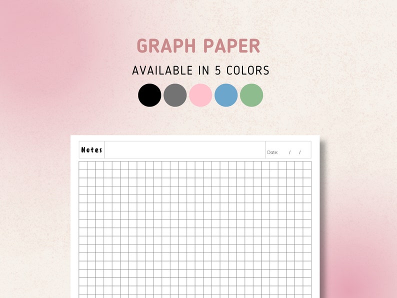 Lined Dotted Graph Note Paper Printable PDF 5 Colors US Letter - Etsy
