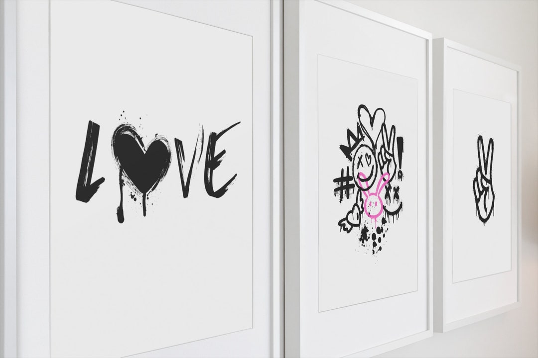 Set of 3 Urban Griffiti Digital Wall Art Prints Instant Download - Etsy
