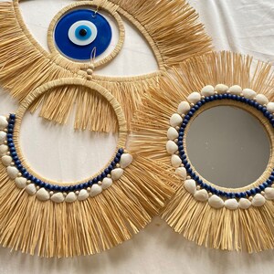 Raffia Wall Decor Raffia Mirror Decor Raffia Devil Eyes Raffia Bead Raffia Decor Natural Raffia ...