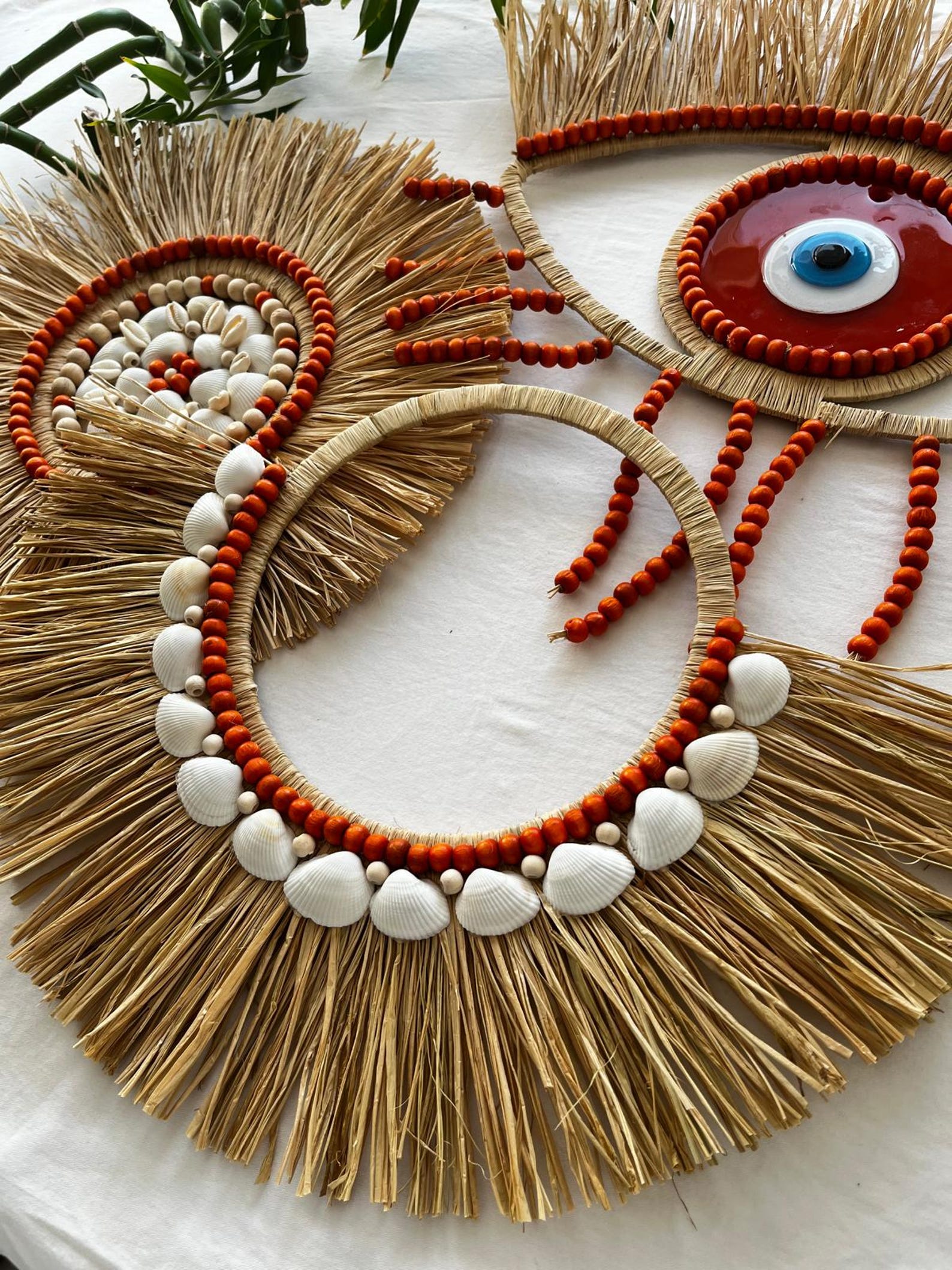 Raffia Decor Raffia Mirror Decor Raffia Sea Shell Raffia Wall Decor ...