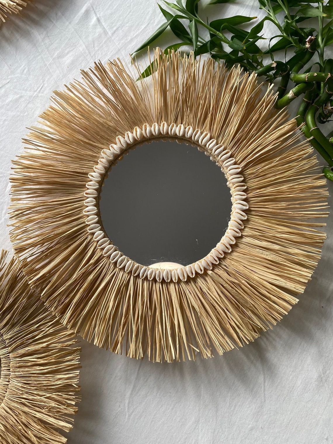 Raffia Decor Raffia Mirror Decor Raffia Sea Shell Raffia Wall Decor ...