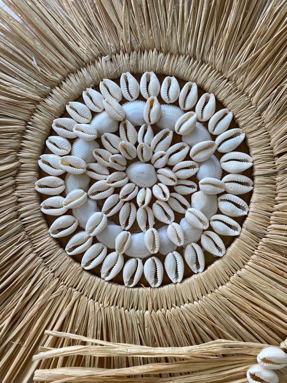 Raffia Decor Raffia Mirror Decor Raffia Sea Shell Raffia Wall Decor ...