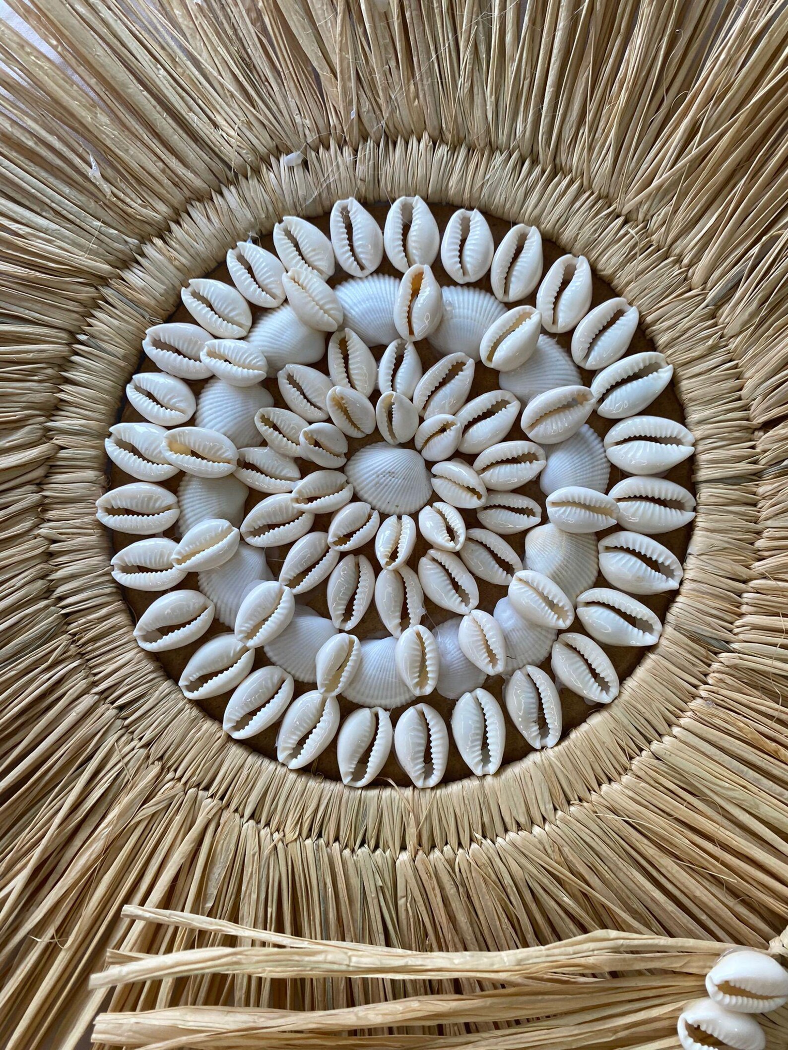 Raffia Decor Raffia Mirror Decor Raffia Sea Shell Raffia Wall Decor ...