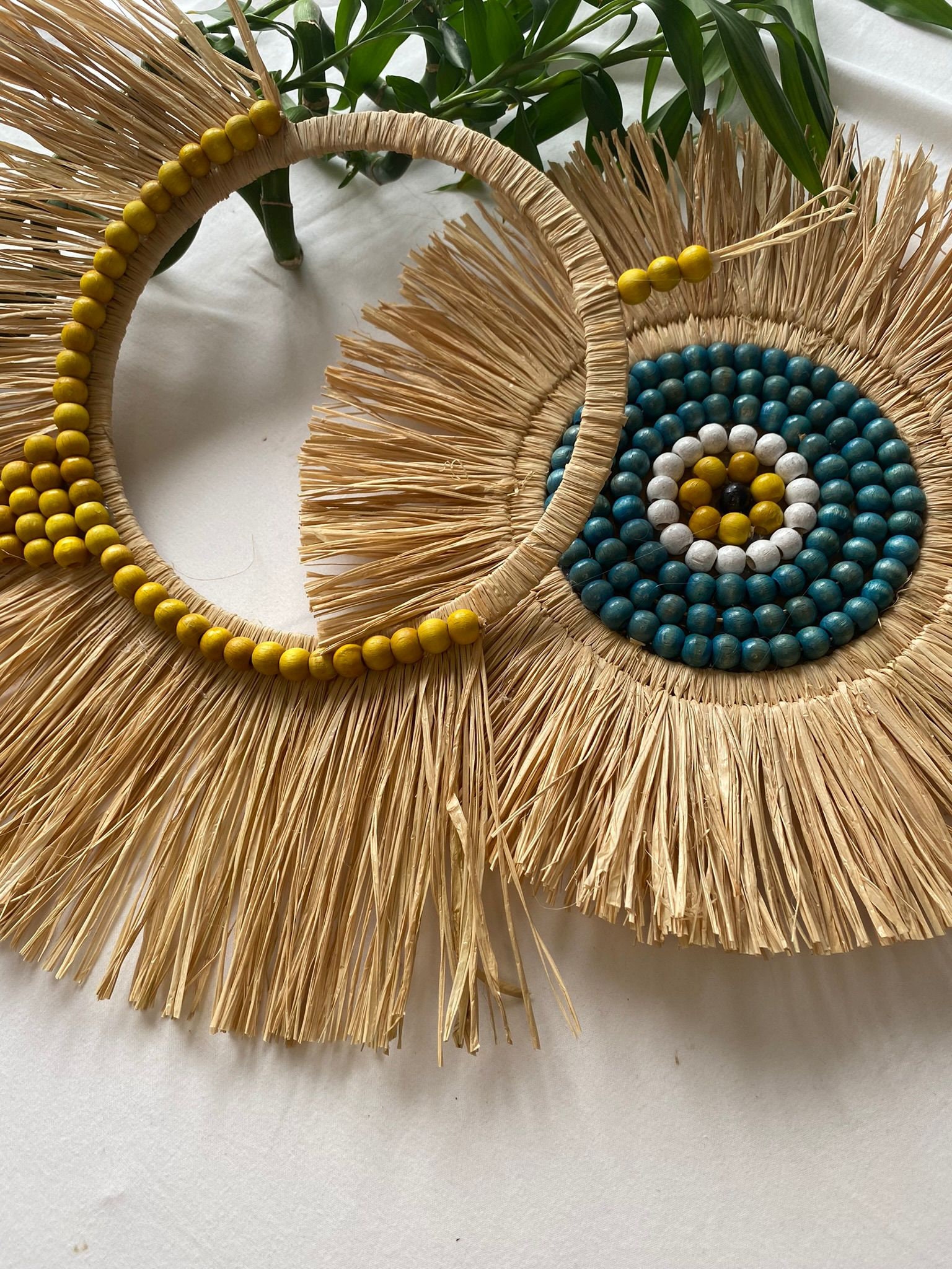 Raffia Wall Decor Raffia Bead Decor Raffia Round Wall Decor Natural ...