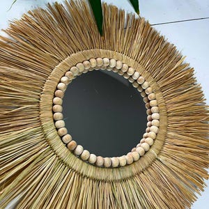 Handmade Raffia Mirror Wall Hanging Set: Boho Seashell Decor - Etsy