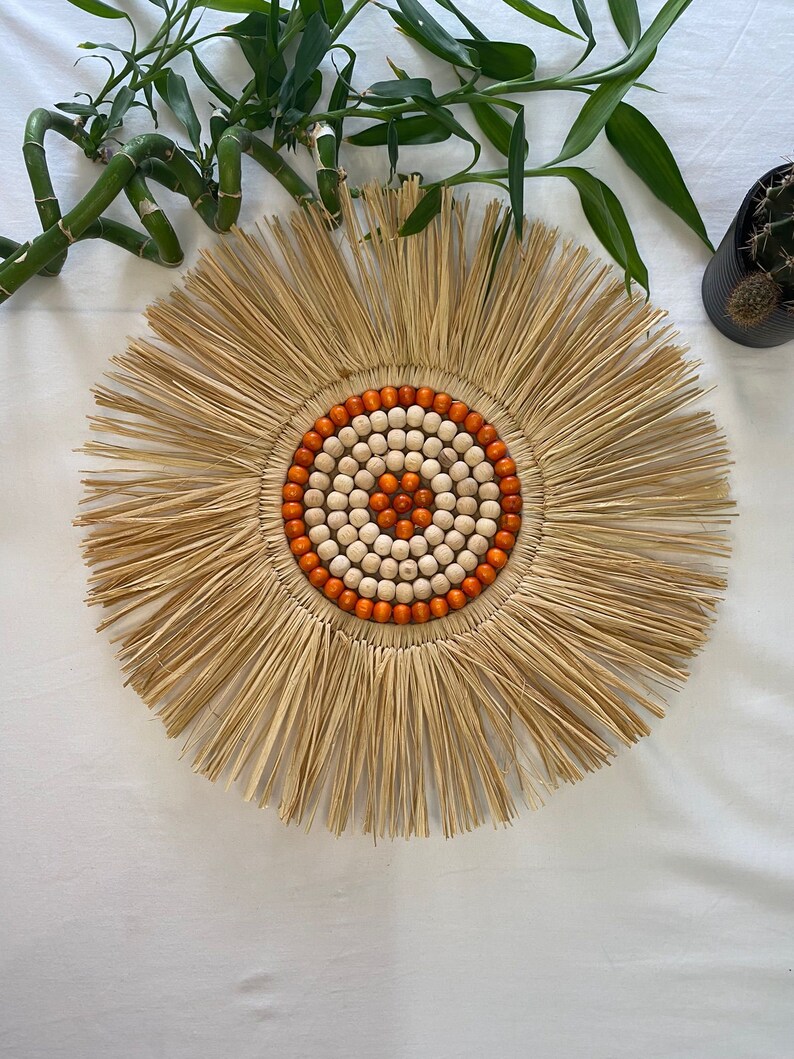 Natural Raffia Wall Hanging Set, Boho Wall Decor, Bohemian Wall Art ...