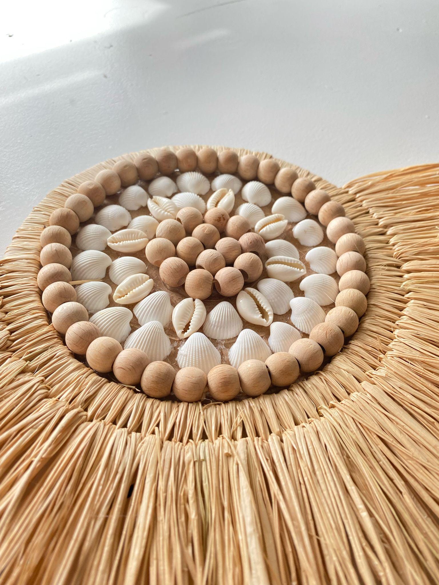 Raffia Decor Raffia Mirror Decor Raffia Sea Shell Raffia Gift Natural ...