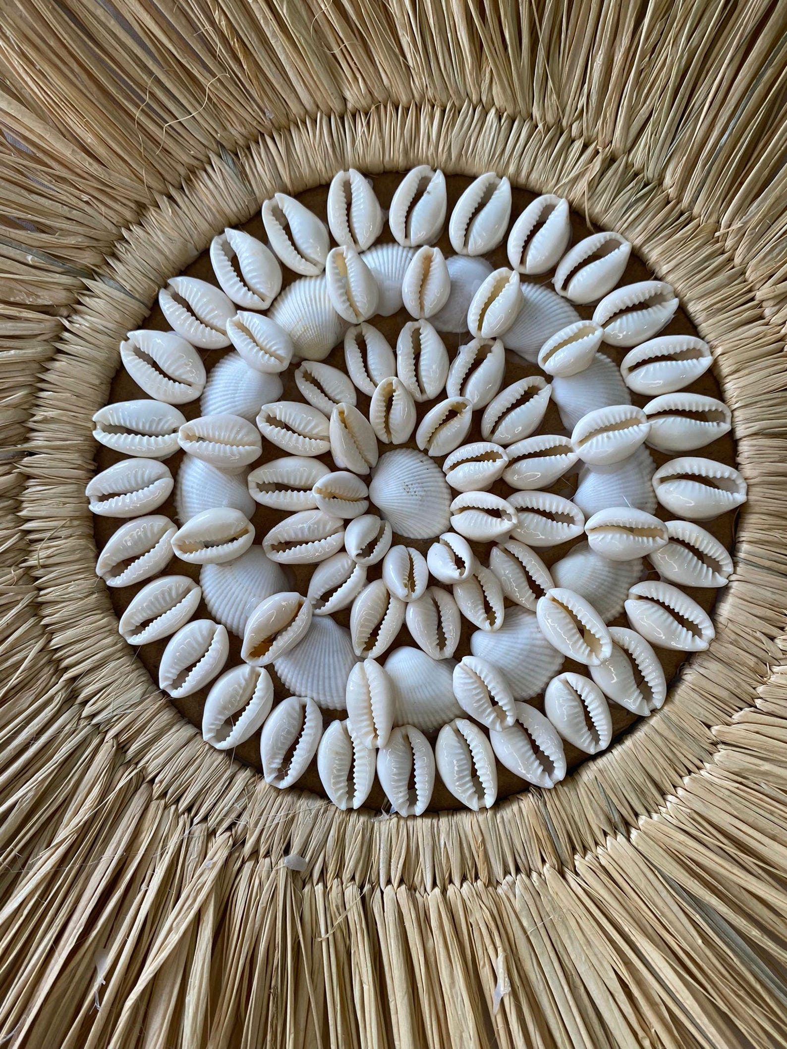 Raffia Decor Raffia Mirror Decor Raffia Sea Shell Raffia Wall Decor Natural Raffia Wall Hanging ...