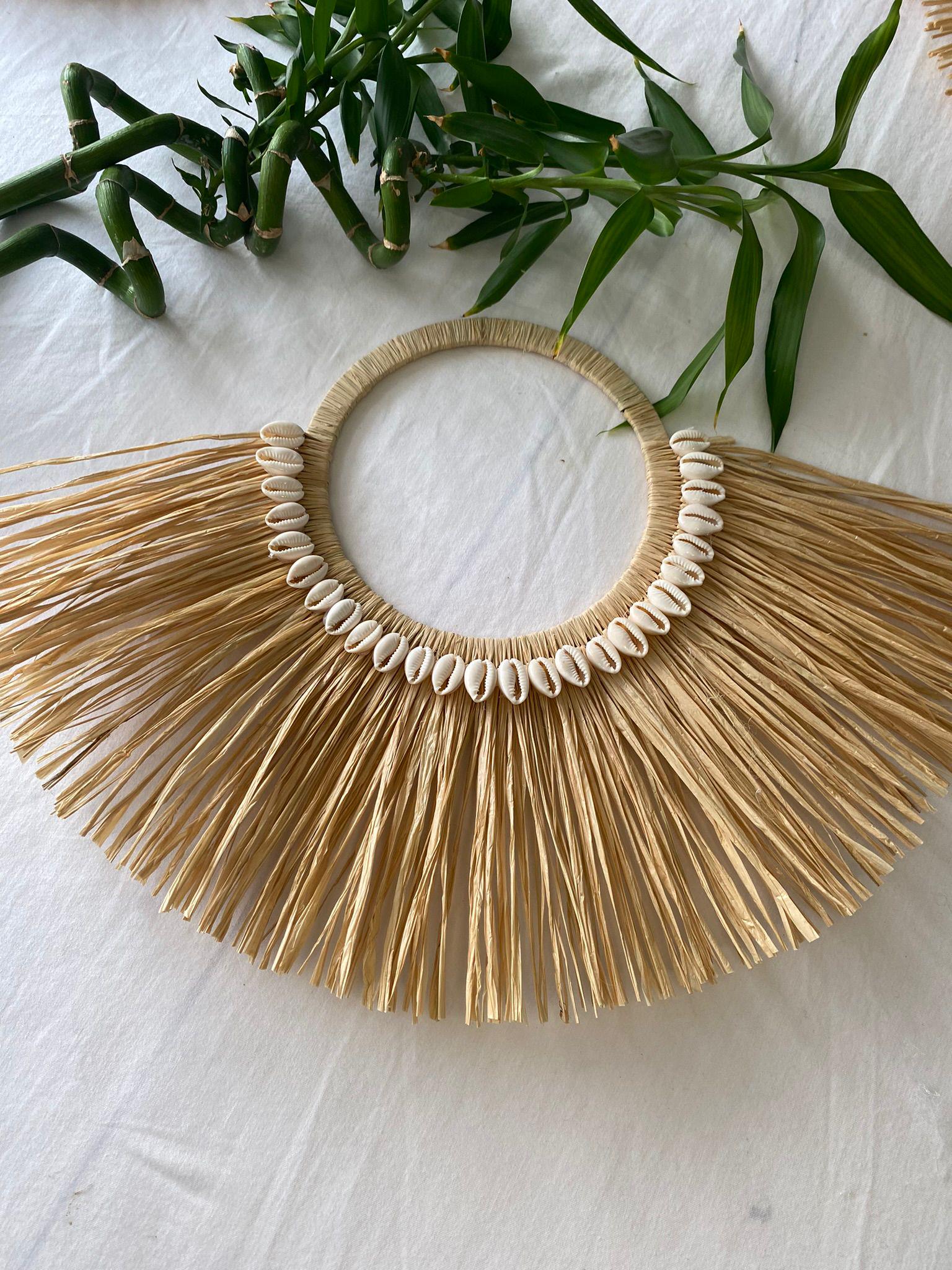 Raffia Wall Decor Raffia Bead Decor Raffia Round Wall Decor Natural ...