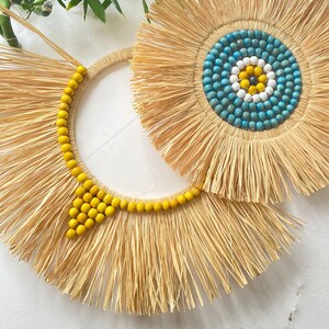 Raffia Wall Decor Raffia Bead Decor Raffia Round Wall Decor Natural ...