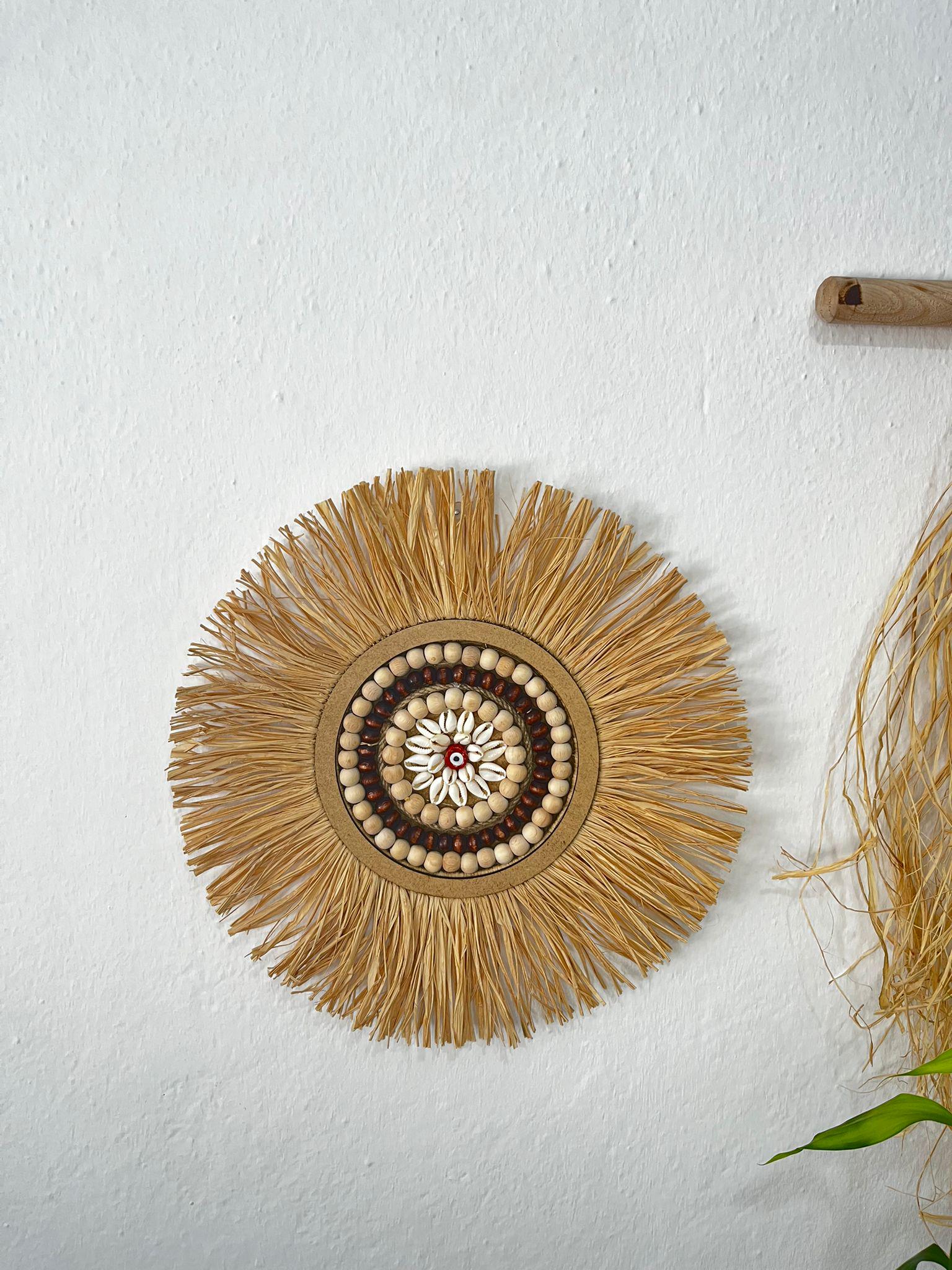 Raffia Decor Raffia Mirror Decor Raffia Sea Shell Raffia Wall Decor ...