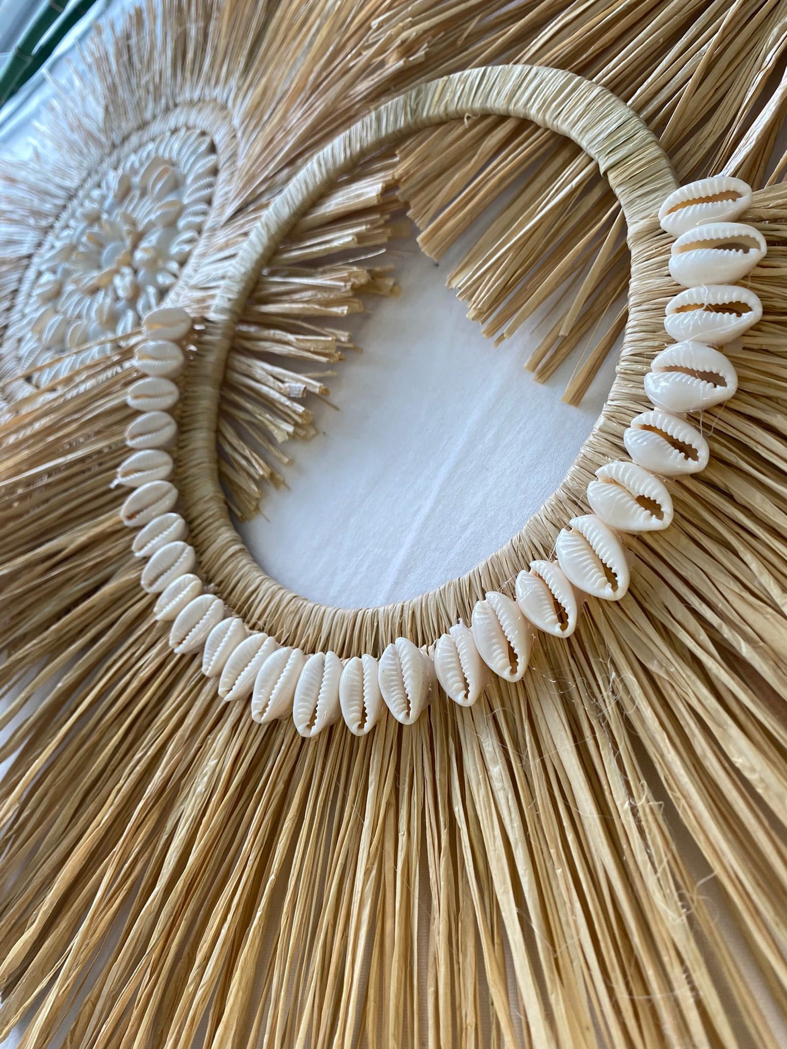 Raffia Decor Raffia Mirror Decor Raffia Sea Shell Raffia Wall Decor ...