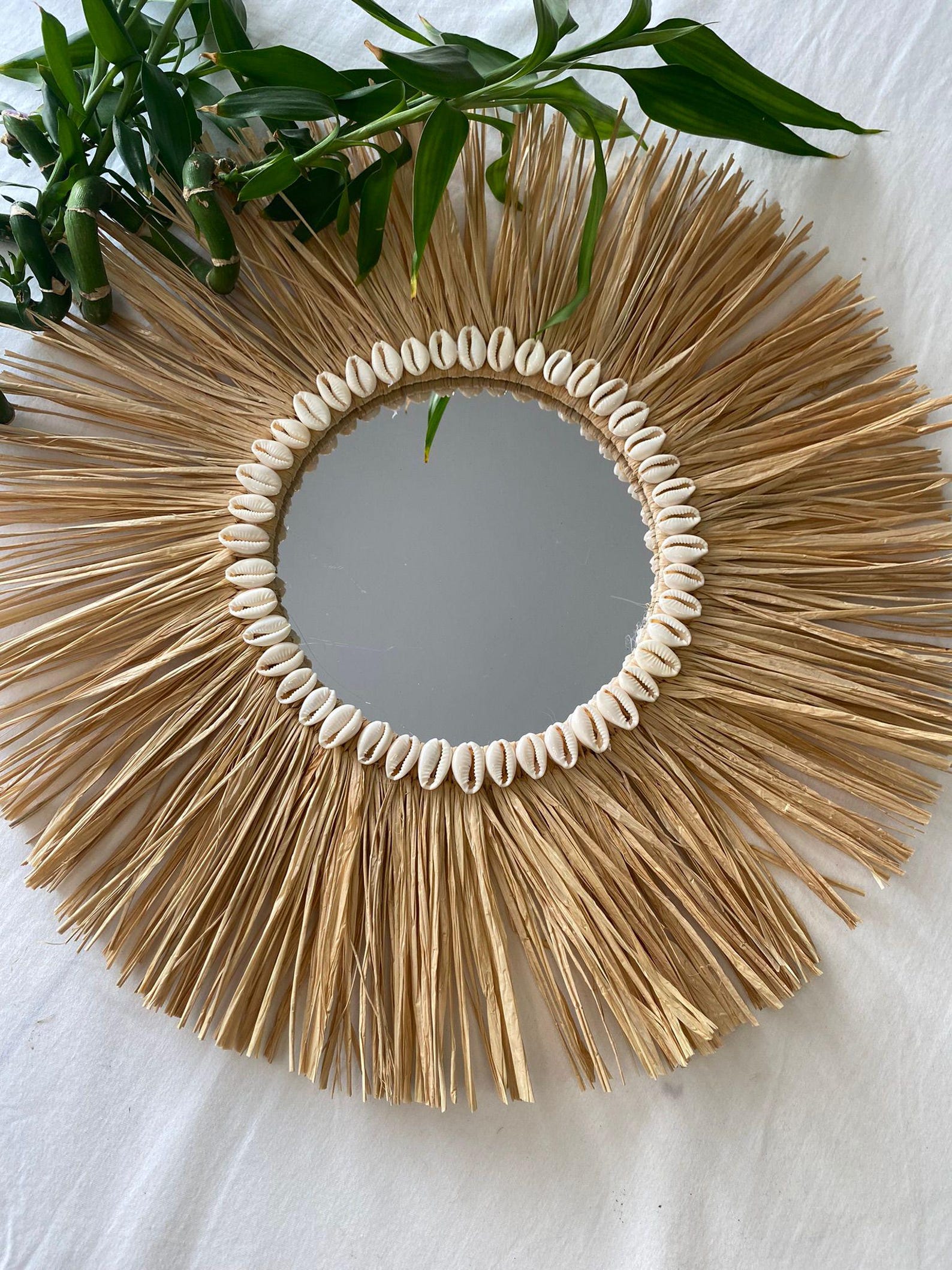 Raffia Decor Raffia Mirror Decor Raffia Sea Shell Raffia Wall Decor ...
