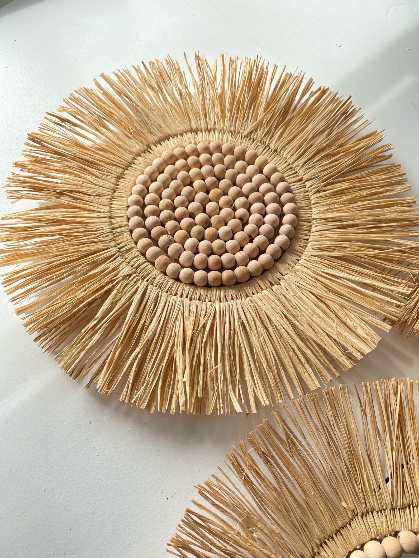 Raffia Decor Raffia Mirror Decor Raffia Sea Shell Raffia Gift Natural ...