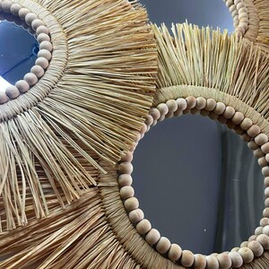 Handmade Raffia Mirror Wall Hanging Set: Boho Seashell Decor - Etsy