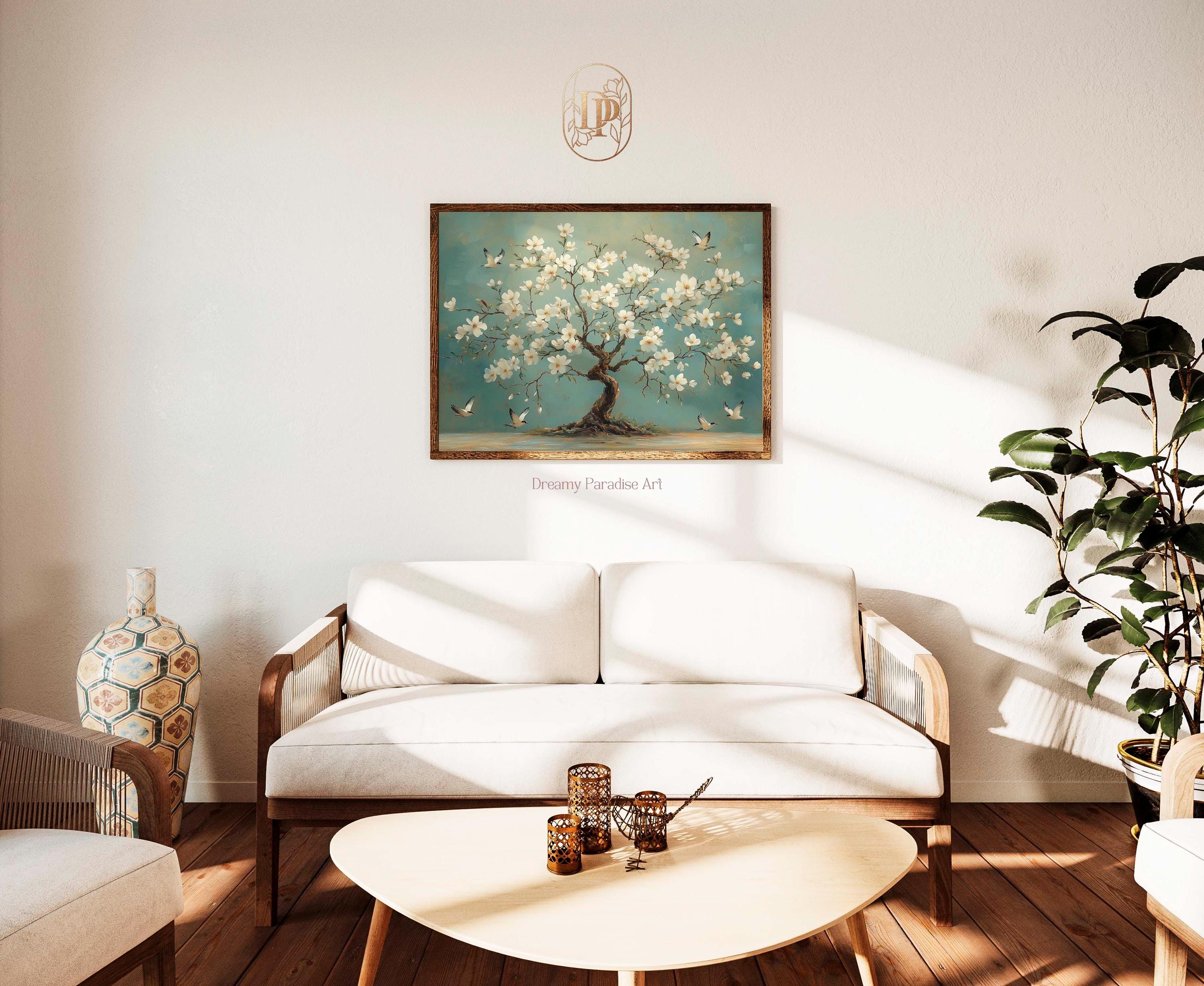 Aesthetic Sage Green Tree of Life Japandi Wall Art Living Room Decor ...