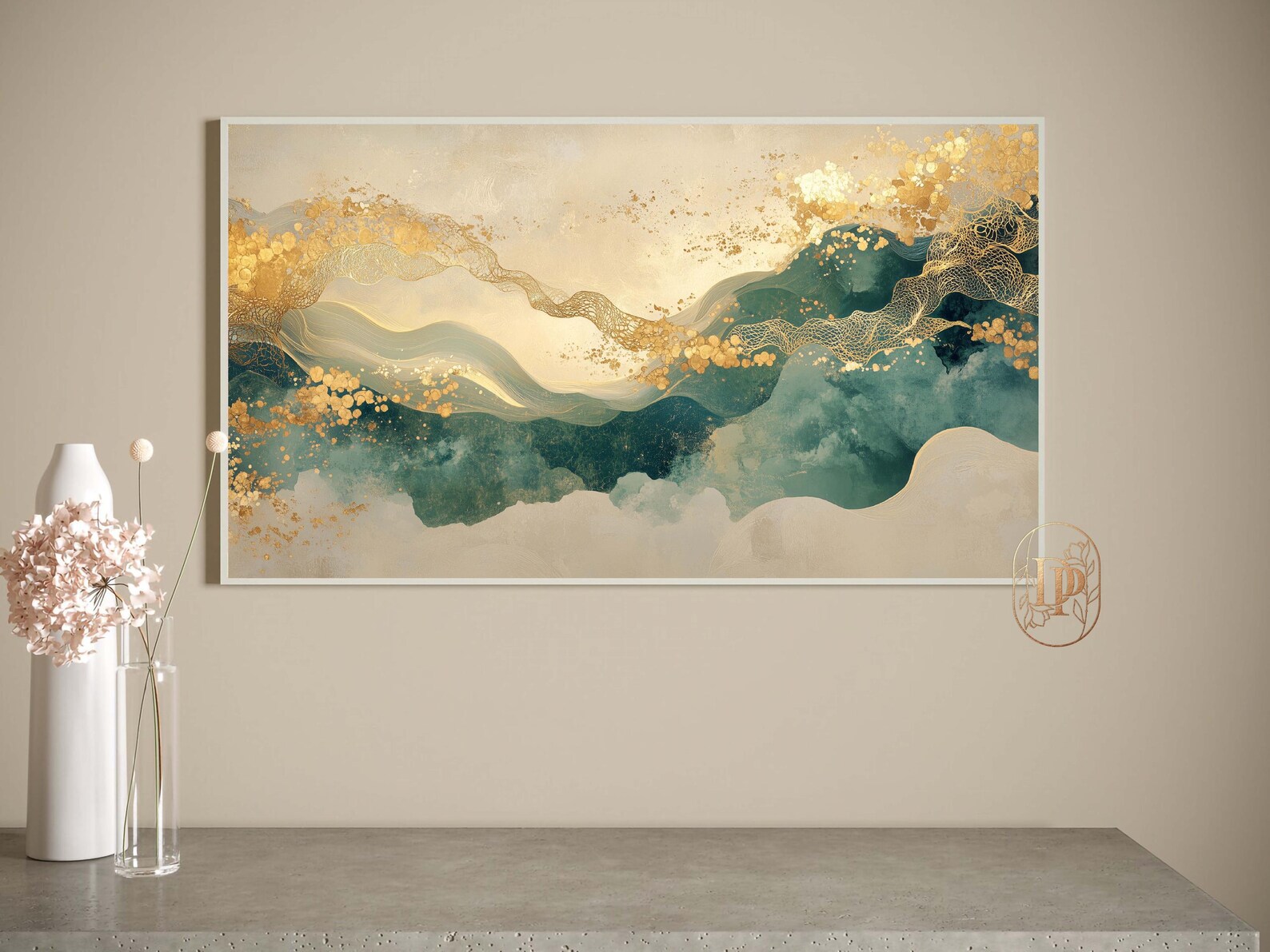 Sage Green Japandi Calming Frame TV Wall Art Vintage Winter Japandi TV ...