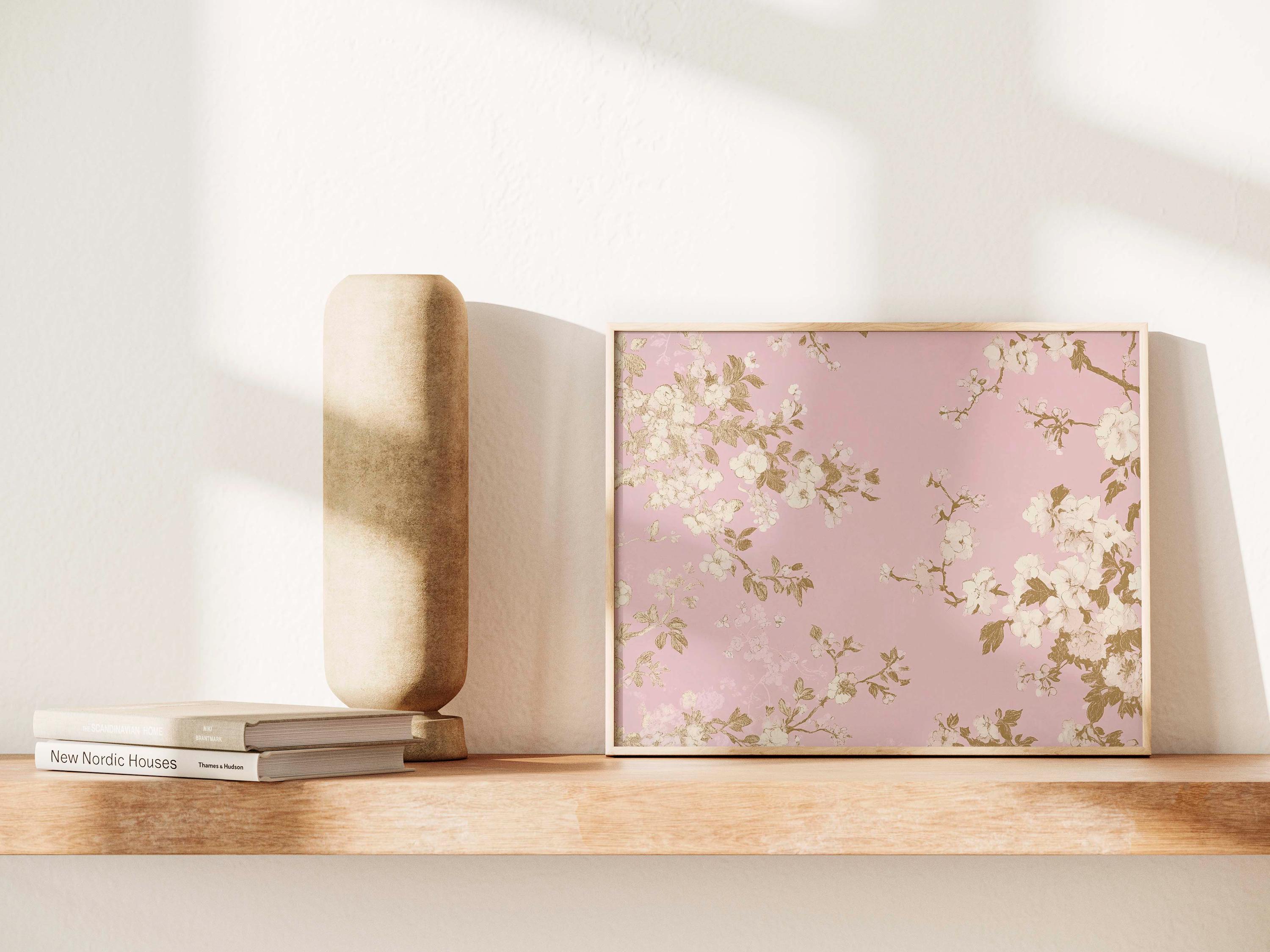 French Toile Love Shack Wall Art Pink Vintage Floral Print Set of 10 ...