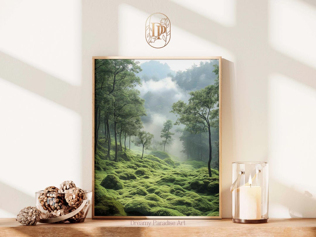Aesthetic Moss Forest Sage Green Zen Japandi Wall Art Instant Download ...