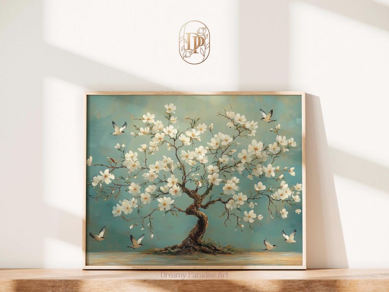 Aesthetic Sage Green Tree of Life Japandi Wall Art Living Room Decor ...