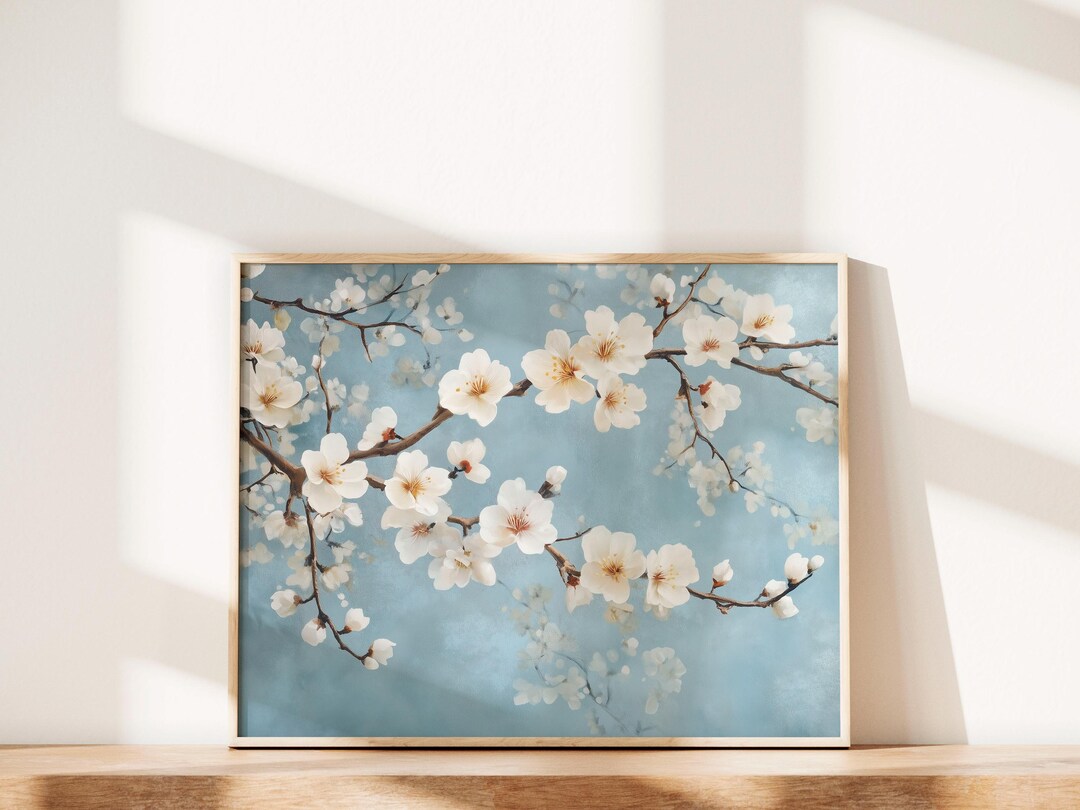 Chinoiserie French Shack Toile Japandi Wall Art Light Blue Fancy ...