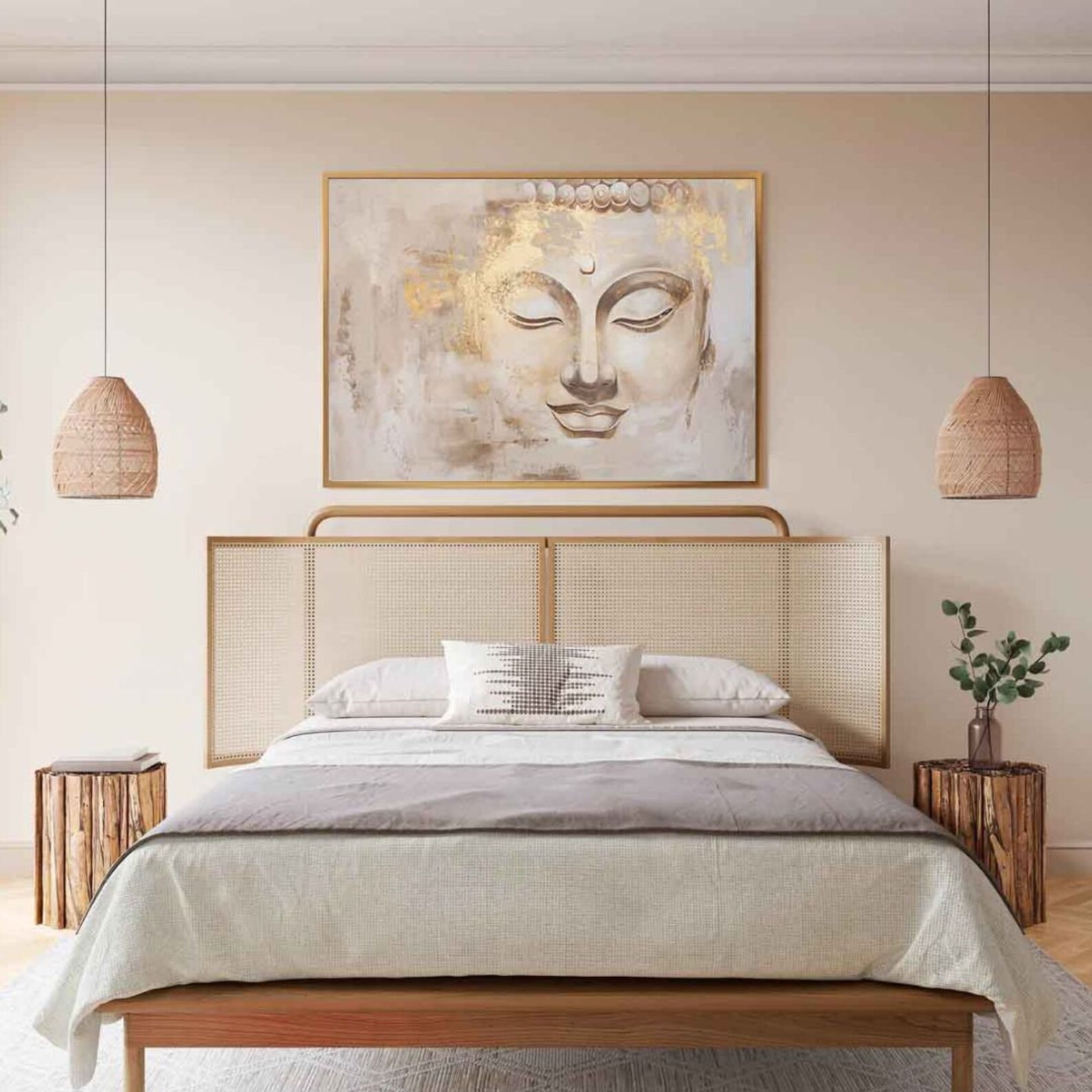 Buddha Wall Art Aesthetic Japandi Wall Art Bedroom Decor Painting ...
