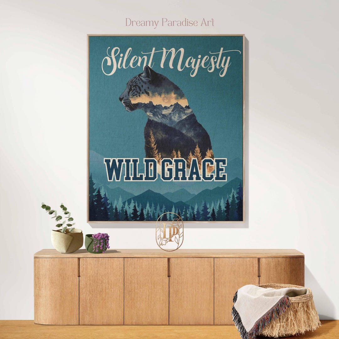 Snow Leopard in Mountains Forest Scenic Large Nature Tapestry Wall ...