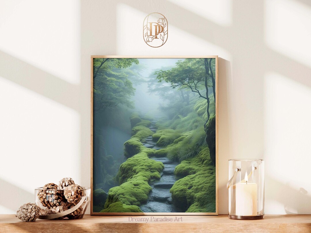 Aesthetic Moss Forest Sage Green Japandi Wall Art Instant Download ...