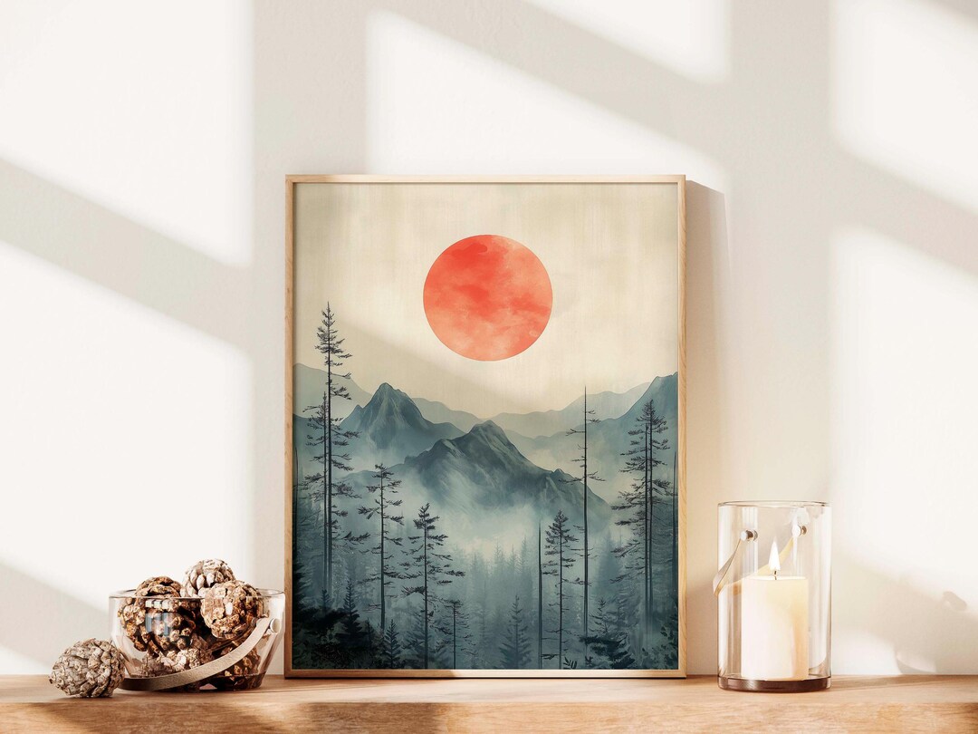Sage Green Landscape Japandi Wall Art Instant Download Art Japanese ...