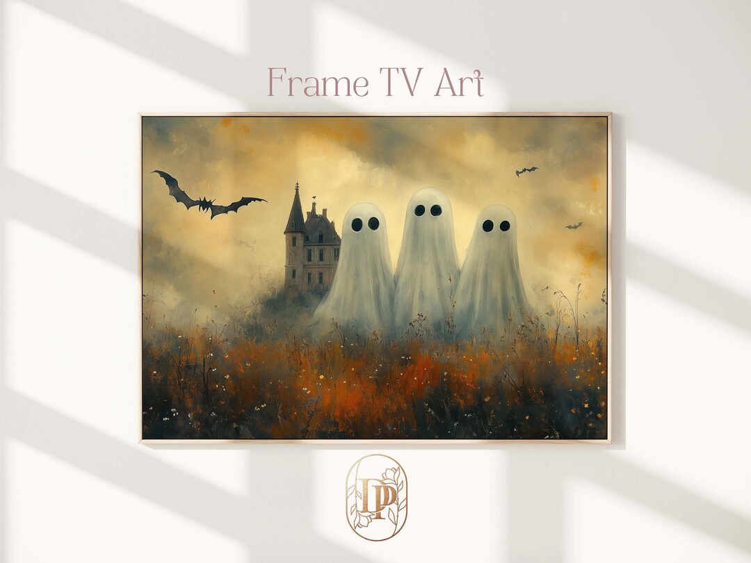 Halloween Three Ghosts Frame TV Art Vintage Halloween Ghost TV Art Cute ...