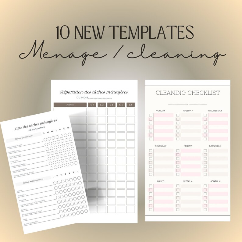 10 Cleaning Planner, Printable, Weekly, Monthly, Yearly Cleaning ...